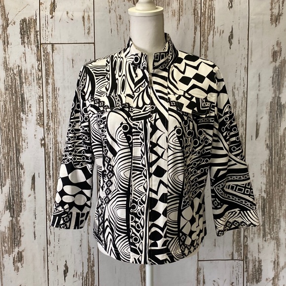 Peter Nygard | Jackets & Coats | Peter Nygard Black And White Geometric ...